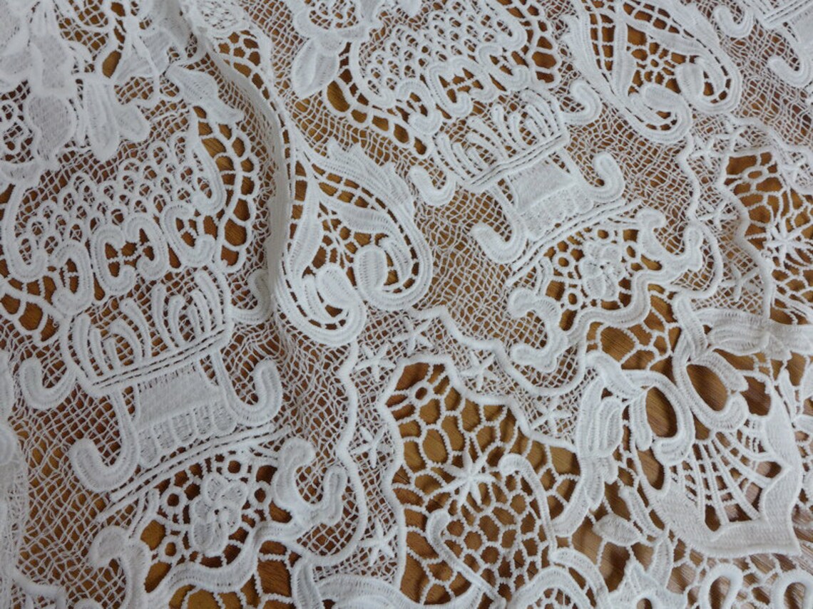 Venice Lace Fabric White Hollowed Out Fabric Retro Lace - Etsy