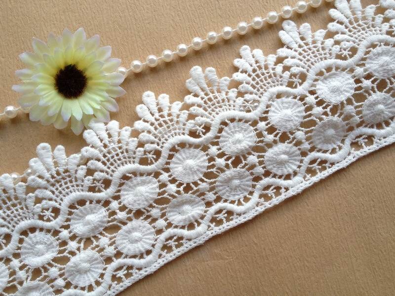 White Cotton Lace Fabric Retro Small Circle Lace Trim White - Etsy
