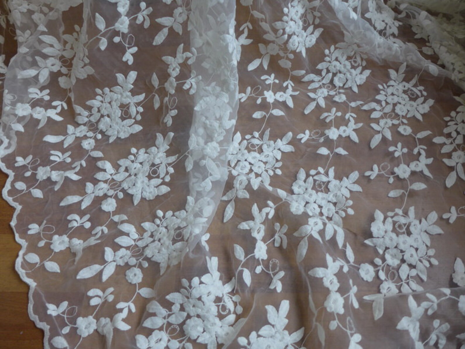 Beautiful Floral Embroidered Tulle Fabric in Ivory for Bridal - Etsy