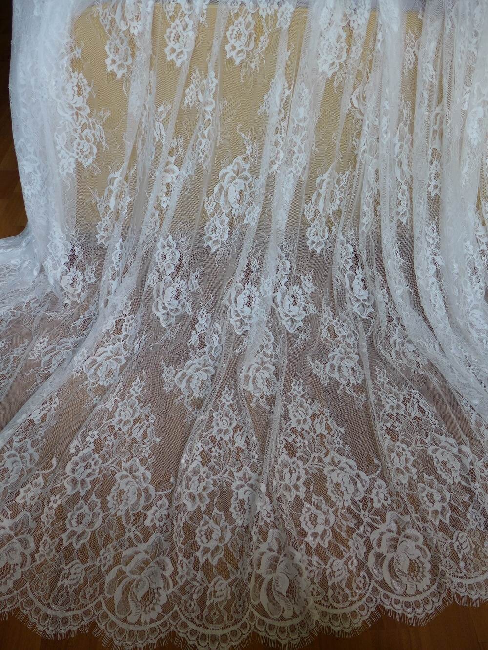 Vintage French Chantilly Lace Fabric Graceful Floral Wedding Fabric ...