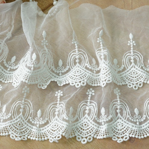 Off White Cotton Lace Double Layer Embroidery Lace 7.5 - Etsy