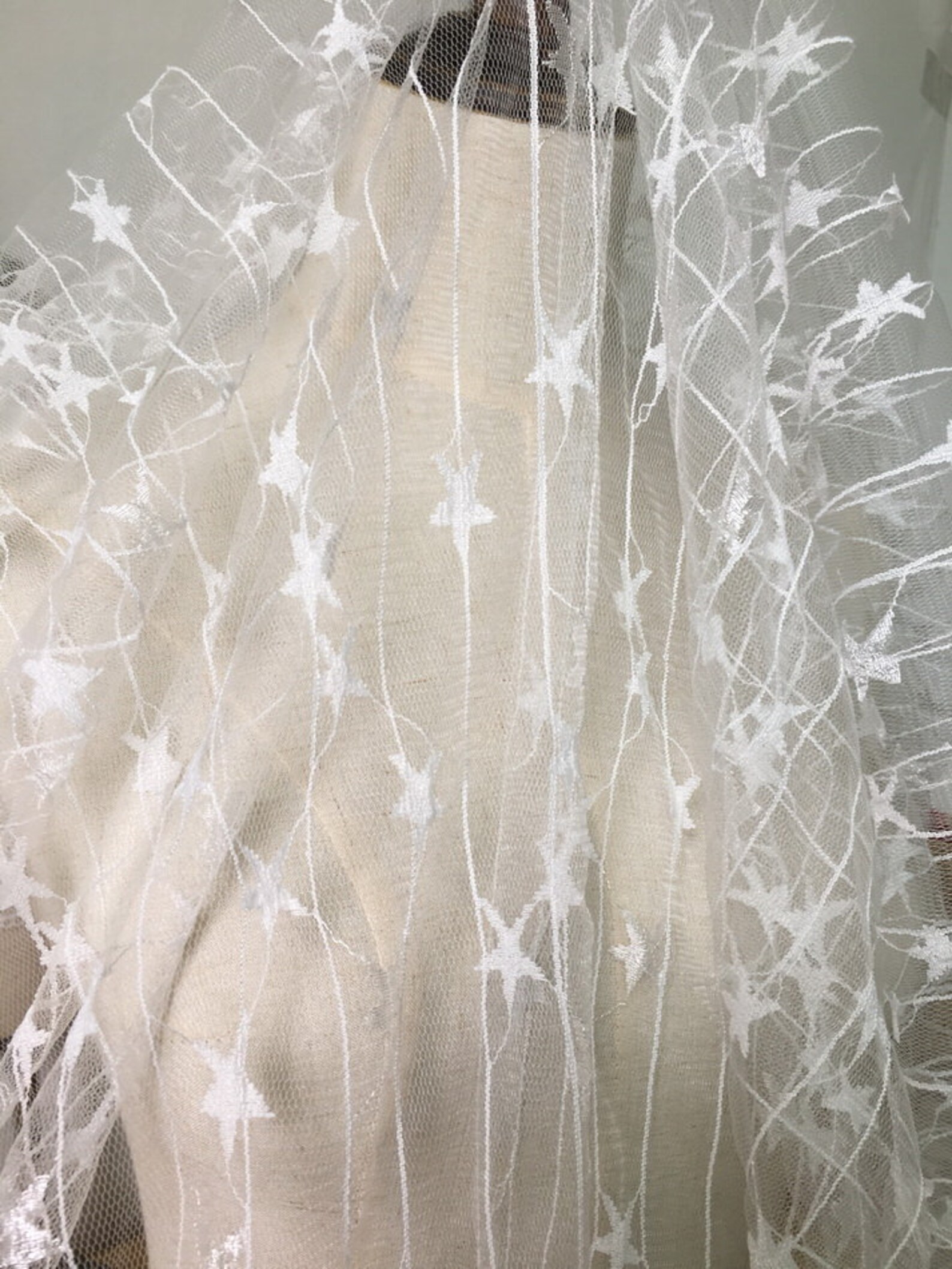 Soft Tulle Mesh Fabric With Stars Design for Wedding Gown | Etsy