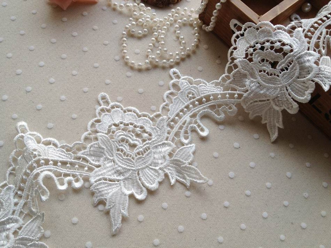 White Venice Rose Lace Trim Wedding Dress Lace Trim Bridal - Etsy