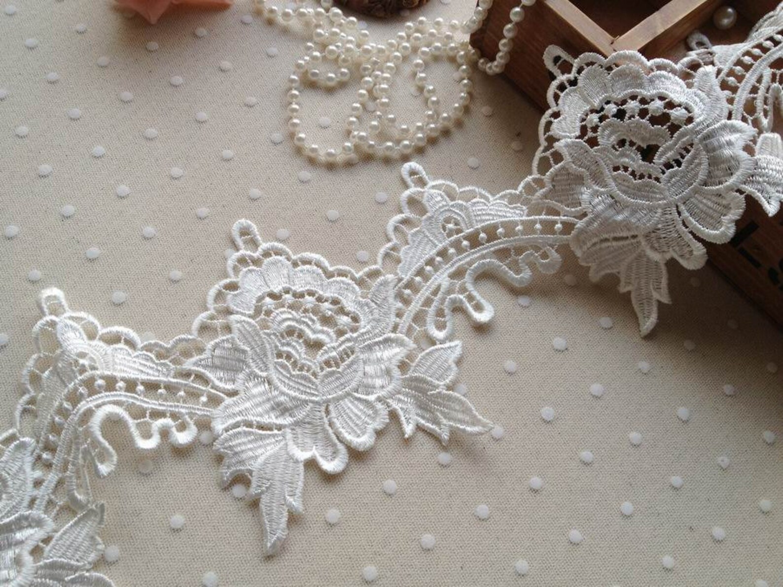 White Venice Rose Lace Trim Wedding Dress Lace Trim Bridal - Etsy