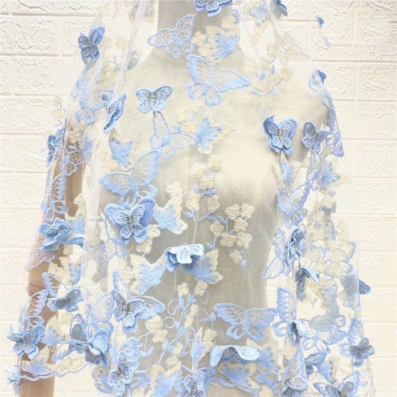 Beautiful 3D Butterfly Applique Embroidered Mesh Fabric for Wedding ...
