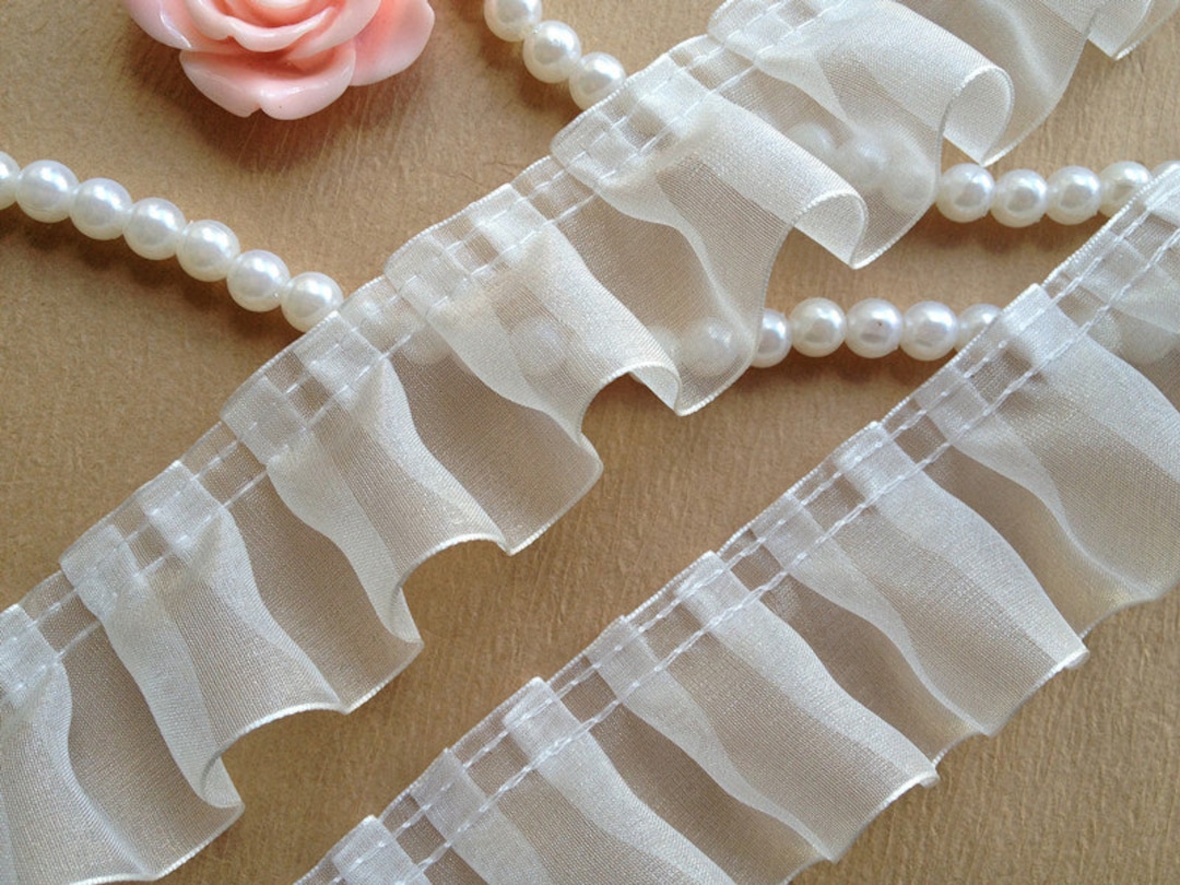 SALE off White Ruffled Ribbon for Hair Bows, Headbands, Sewing Trim, 2 ...