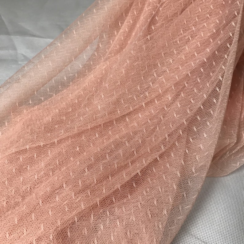 Peach Dotted Tulle Veil Lace Soft Tulle Fabric for Weddings, Baby ...