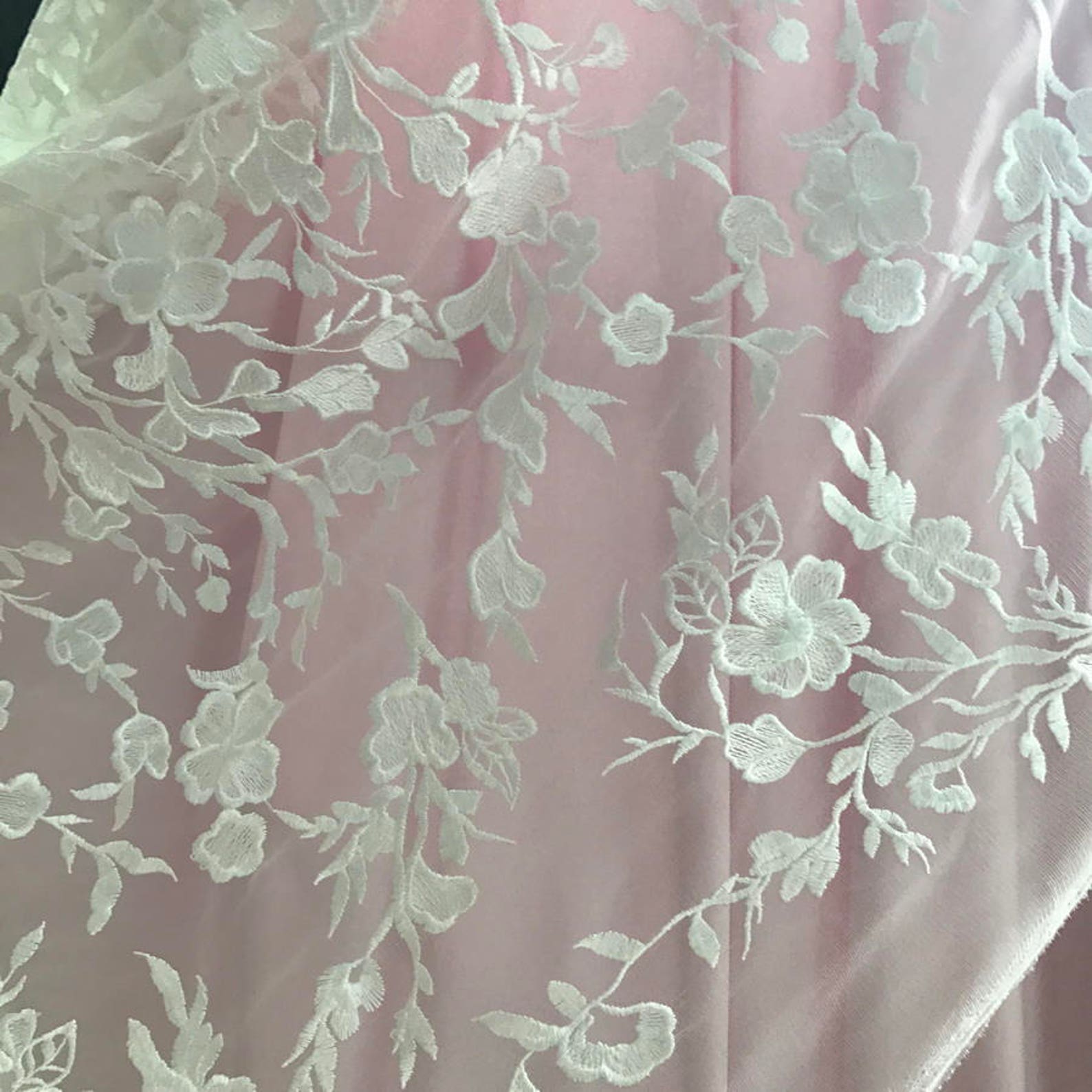 Ivory Floral Fabric Gorgeous Embroidery Blossom Wedding Dress | Etsy