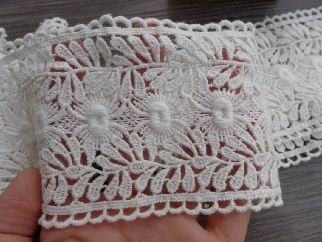 2.95" Wide Cotton Lace Trim Retro off White Lace Fabric Trim for ...