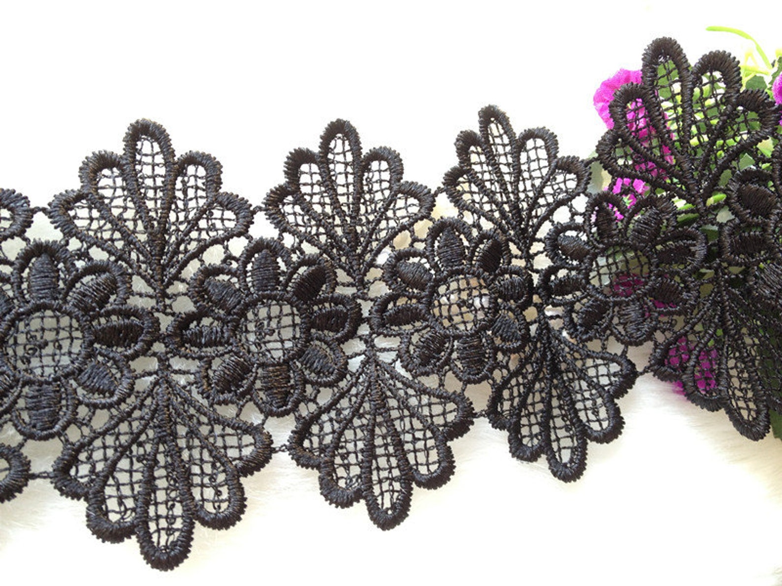 Black Lace Trim Vintage Lace Black Venice Lace Trim - Etsy