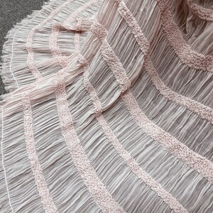 Soft Stretch Frilly Fabric Light Pink Ruffled Chiffon Fabric for Ball ...