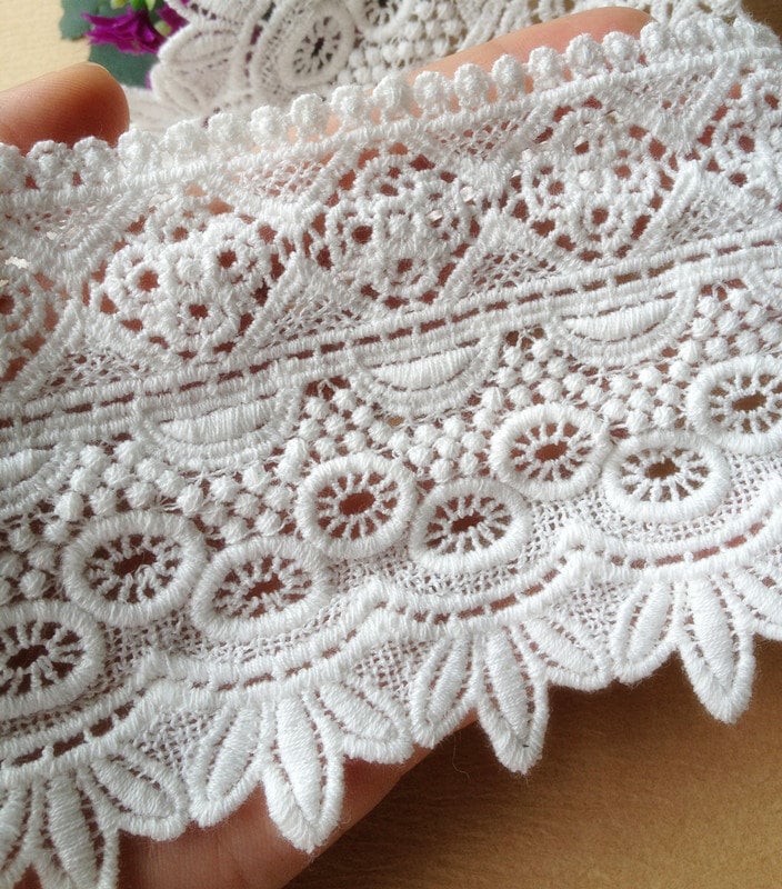 2 Yards White Lace Trim Cotton Venice Lace Retro Lace Trim | Etsy