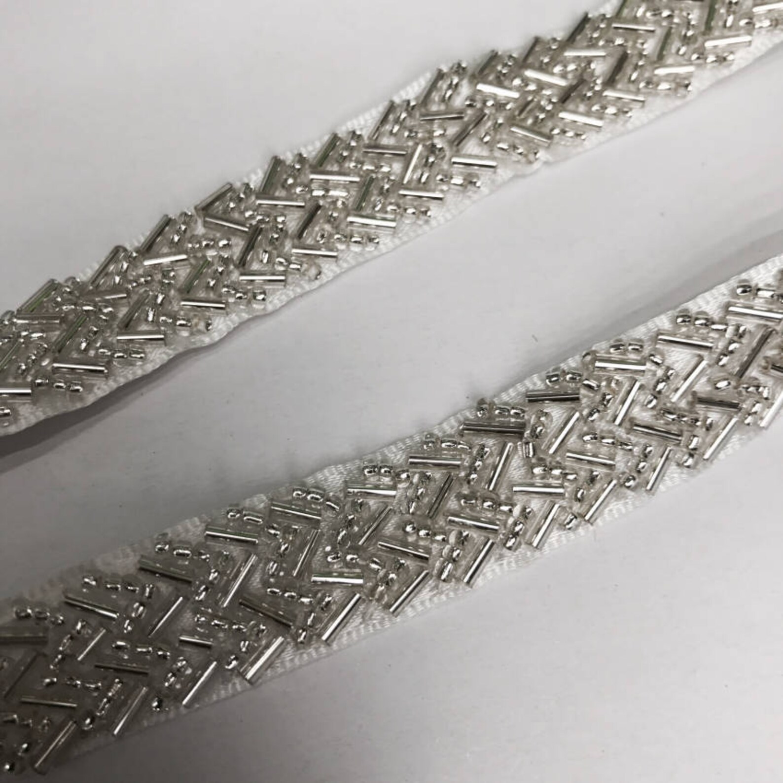 0.6 Wide Silver Beaded Trim by the Yard Wedding Sash - Etsy