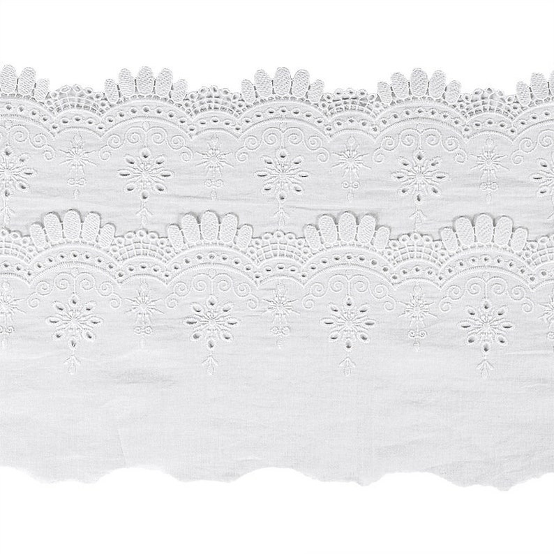 Off White Floral Cotton Eyelet Embroidered Lace Trim for | Etsy