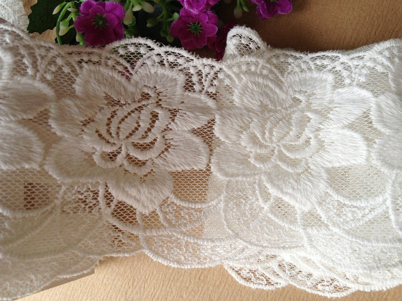 White Rose Lace Embroidered Mesh Lace Trim for Bridal Supplies, Altered ...