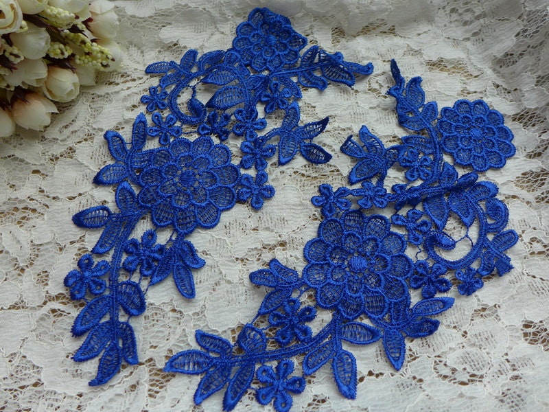 Lace Appliques Royal Blue Venice Applique Wedding Applique - Etsy