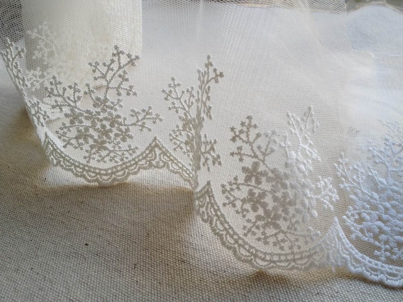 White Lace Trim, Mesh Lace, Embroidery Lace With Snow, Wedding Fabric ...