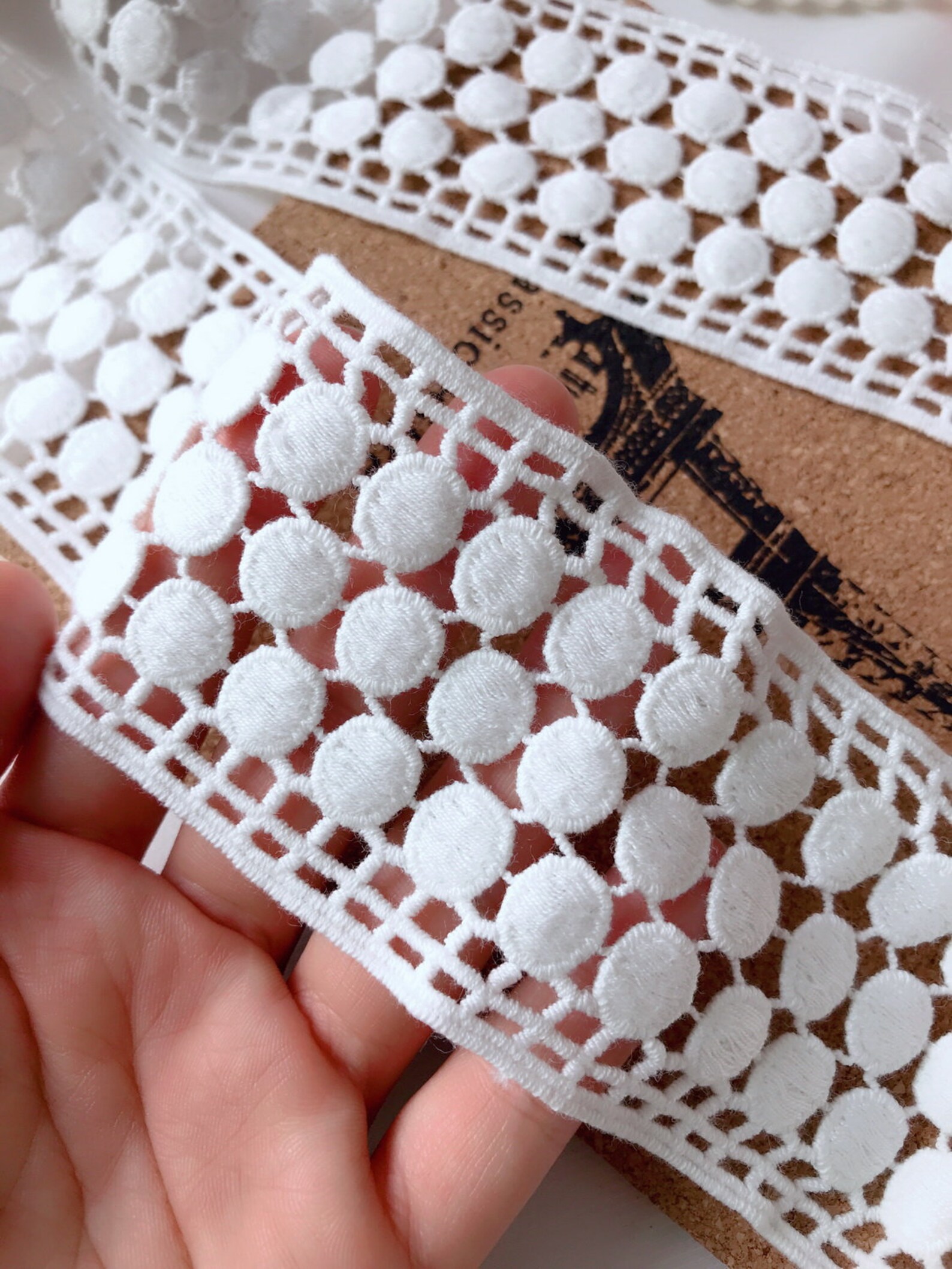 Lace Trim Crochet Cotton Lace Retro Polka Dot Lace off | Etsy