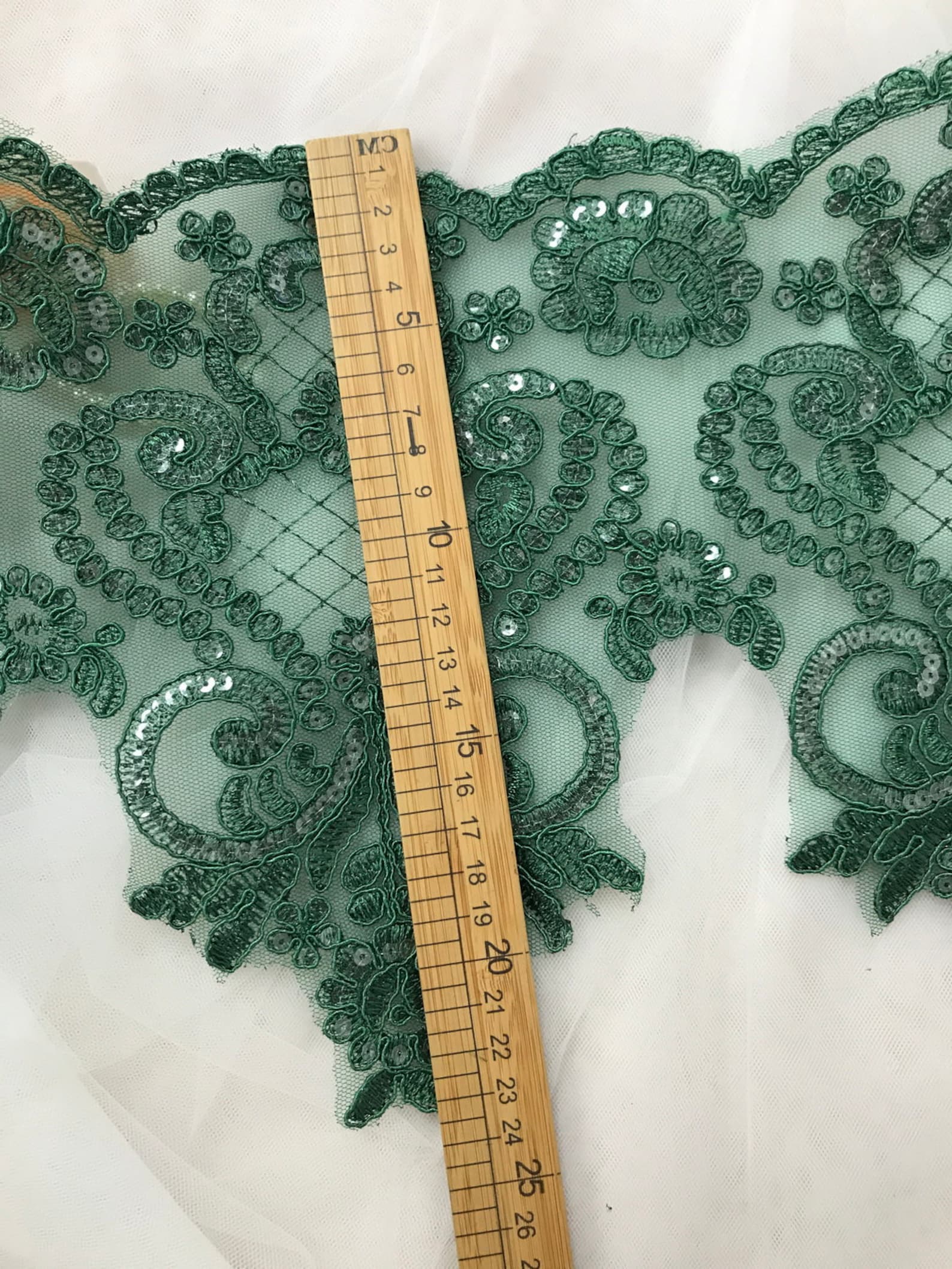 Green Lace Trim Retro Alencon Corded Lace for Wedding Gown - Etsy