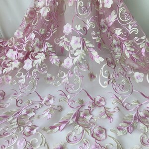 Lavender Fabric Embroidered Floral Lace Fabric in Lavender - Etsy