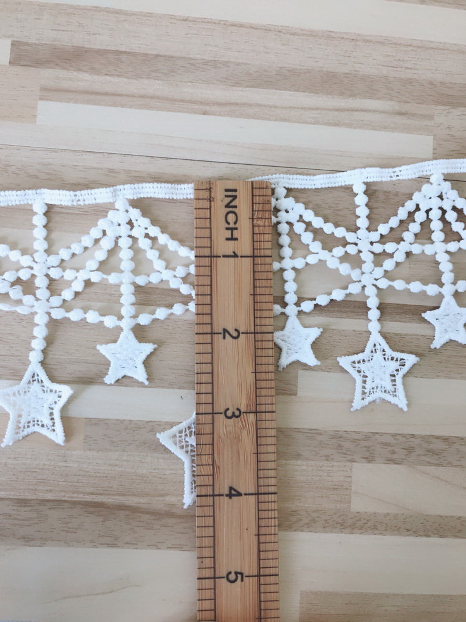 Delicate Star Lace Trim Black White Venice Lace Stars Fringe | Etsy