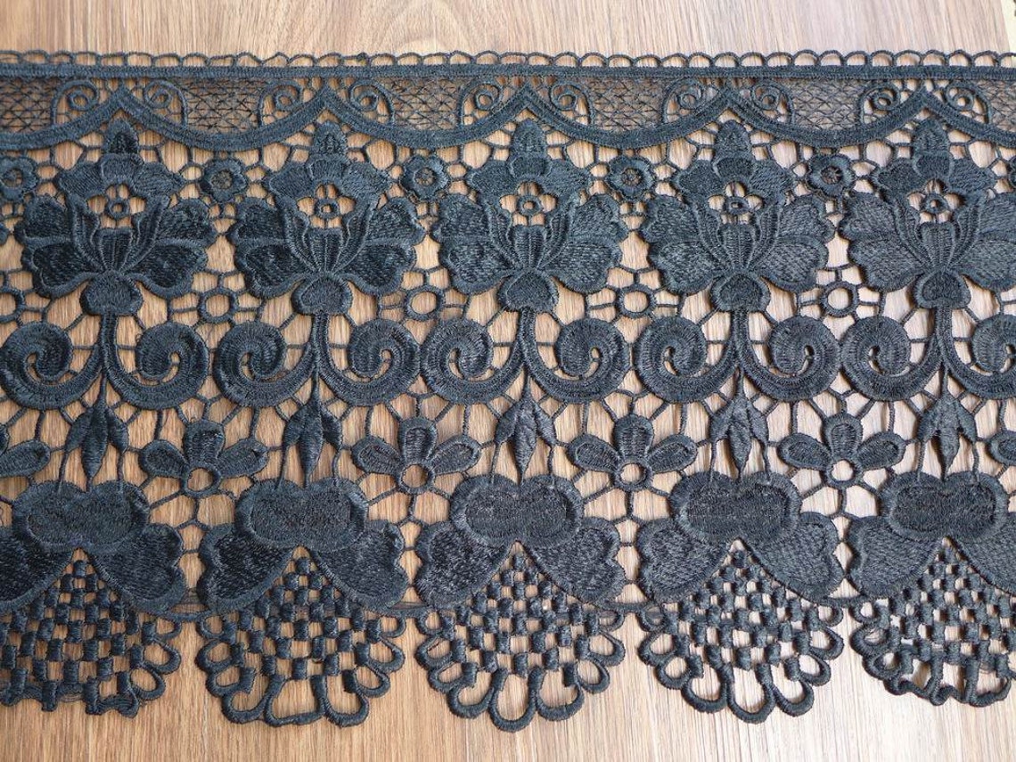 Retro Black Lace Guipure Lace Hollowed Lace Fabric Trim by the - Etsy