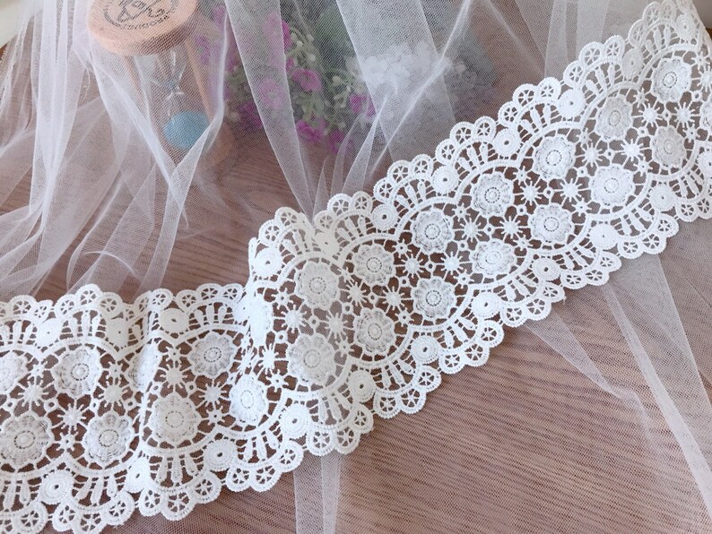 White Scalloped Lace Chic Circles Lace Trim Diy Sewing Wedding | Etsy