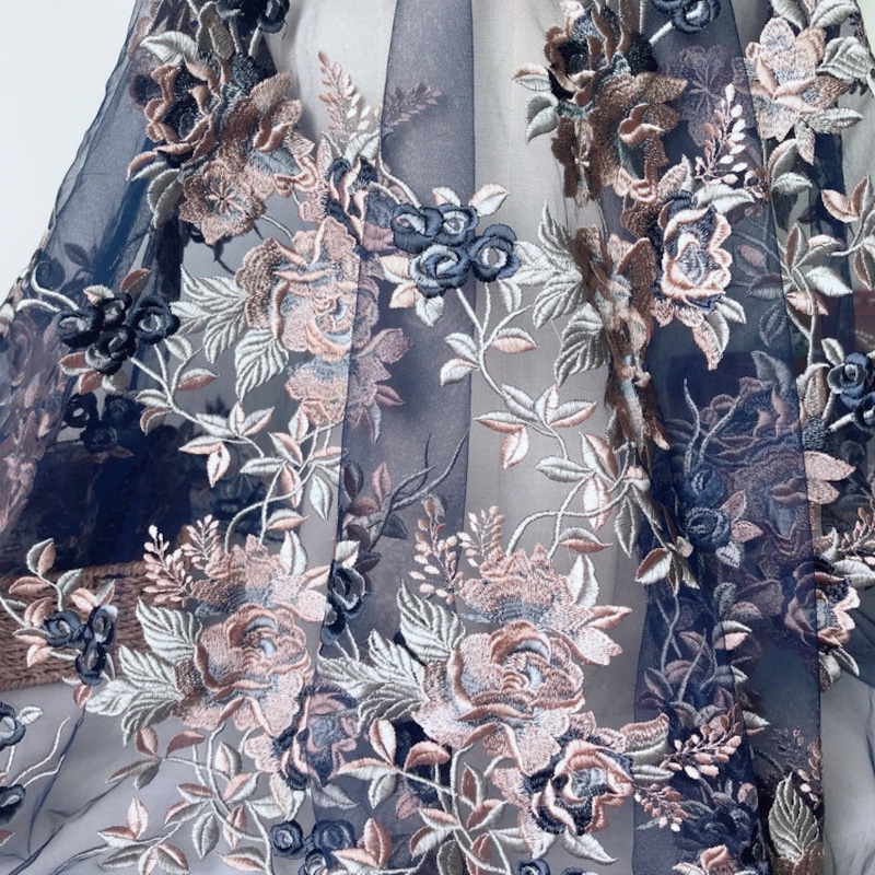 Embroidered Sheer Fabric - Etsy