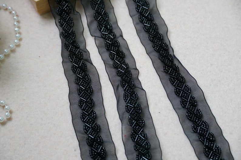 1 Yard Pearl Bridal Trim Silver Beaded Trim Ribbon Trim - Etsy