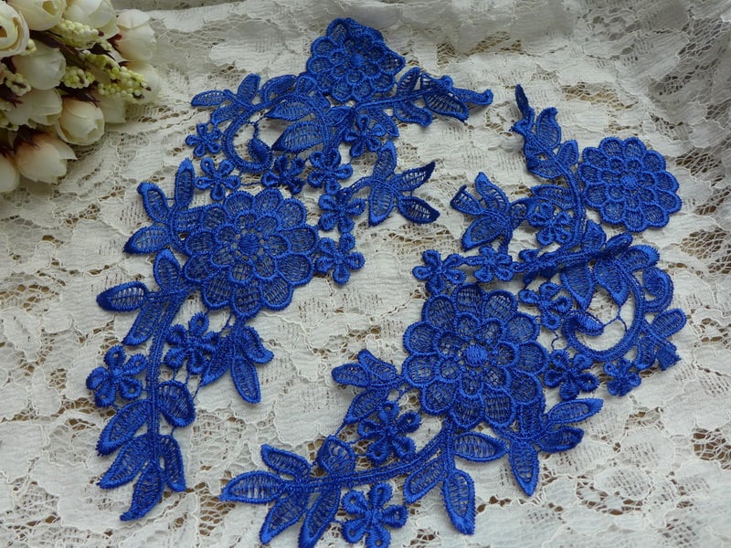 Lace Appliques Royal Blue Venice Applique Wedding Applique - Etsy