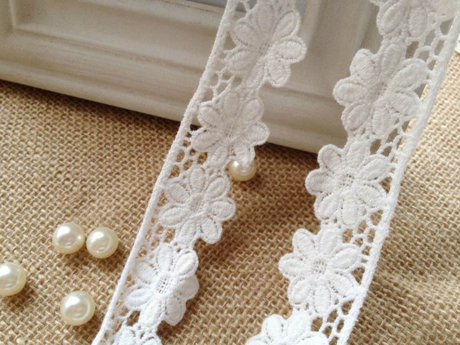 2 Yards Cotton Lace White Lace Trim Lovely Daisy Lace Trim for - Etsy