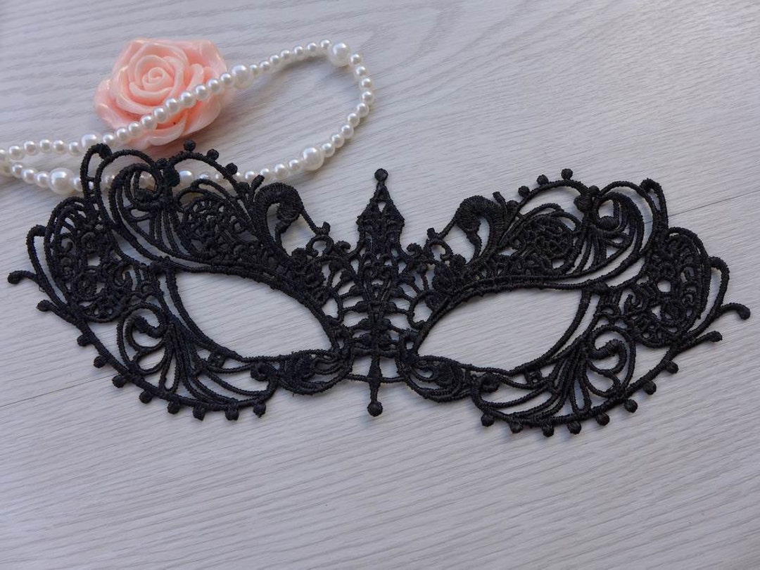 Beautiful Crown Mask, Black Lace Mask, Masquerade Ball Mask, Black ...