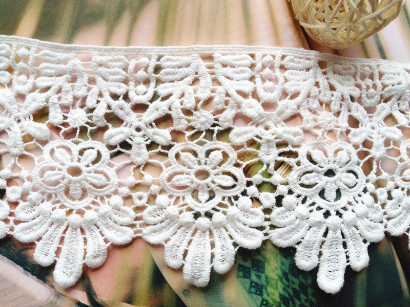 White Daisy Lace Trim Cotton Lace Trim Embroidered Bridal Lace | Etsy
