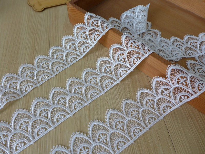 Scalloped Lace - White Lace Trim - Bridal Dress Lace - Guipure Lace ...