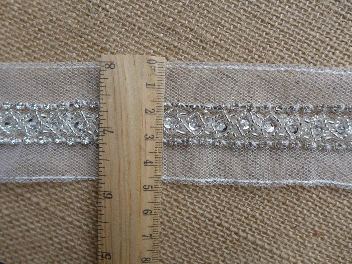 ONE Yard Shiny Rhinestone Beaded Trim for Bridal Sash Wedding - Etsy