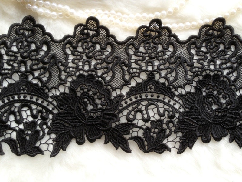 Beautiful Rose Lace Black Venice Lace Trim for Black Bridal - Etsy