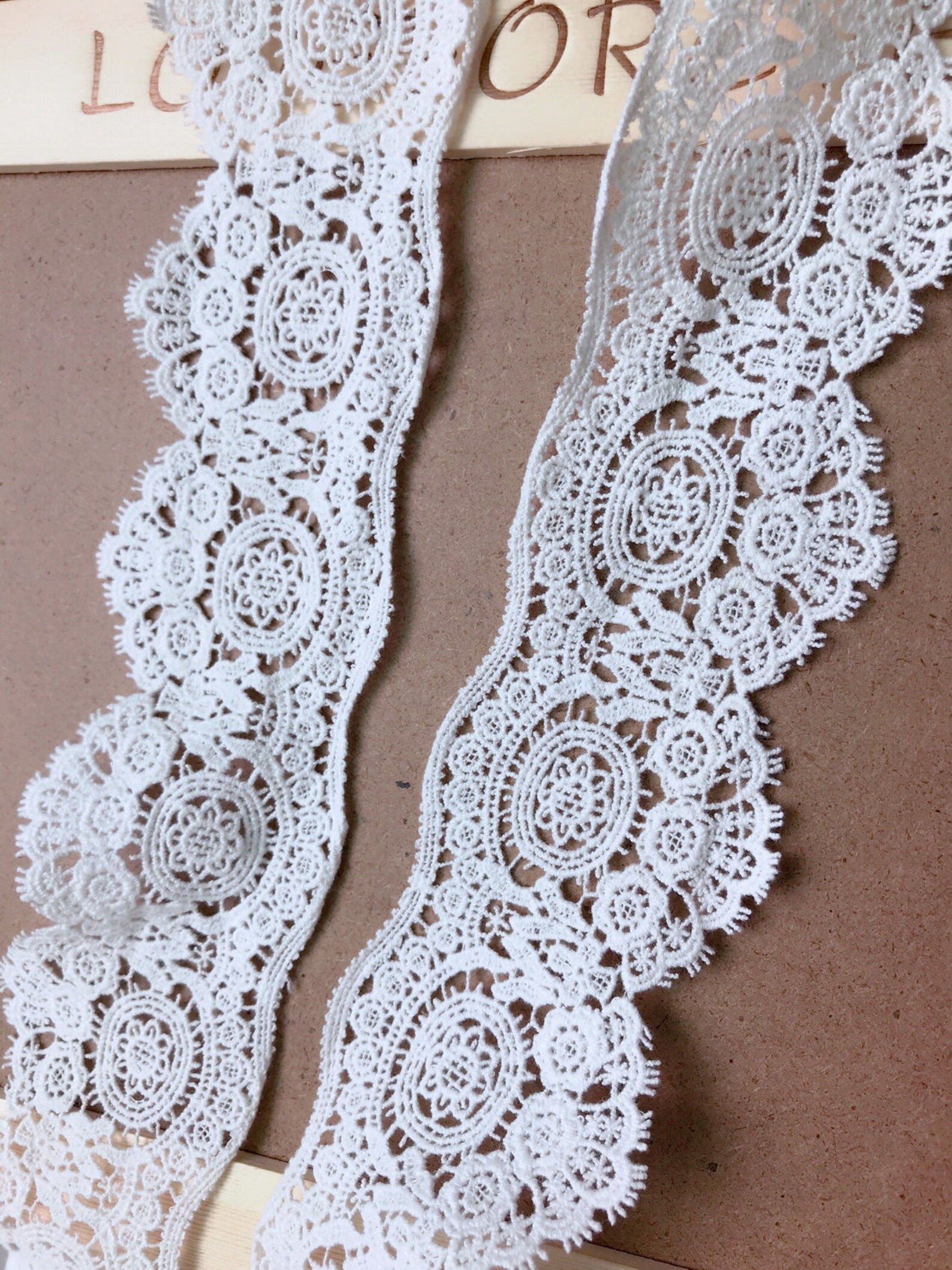 Off White Cotton Lace Trim Chic Circle Pattern Eyelash Trim | Etsy
