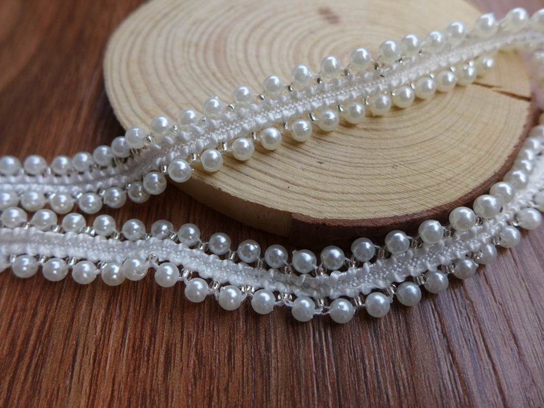 Pearls Beaded Trim Chain for Bridal Dress, Headbands, Barefoot Sandals ...