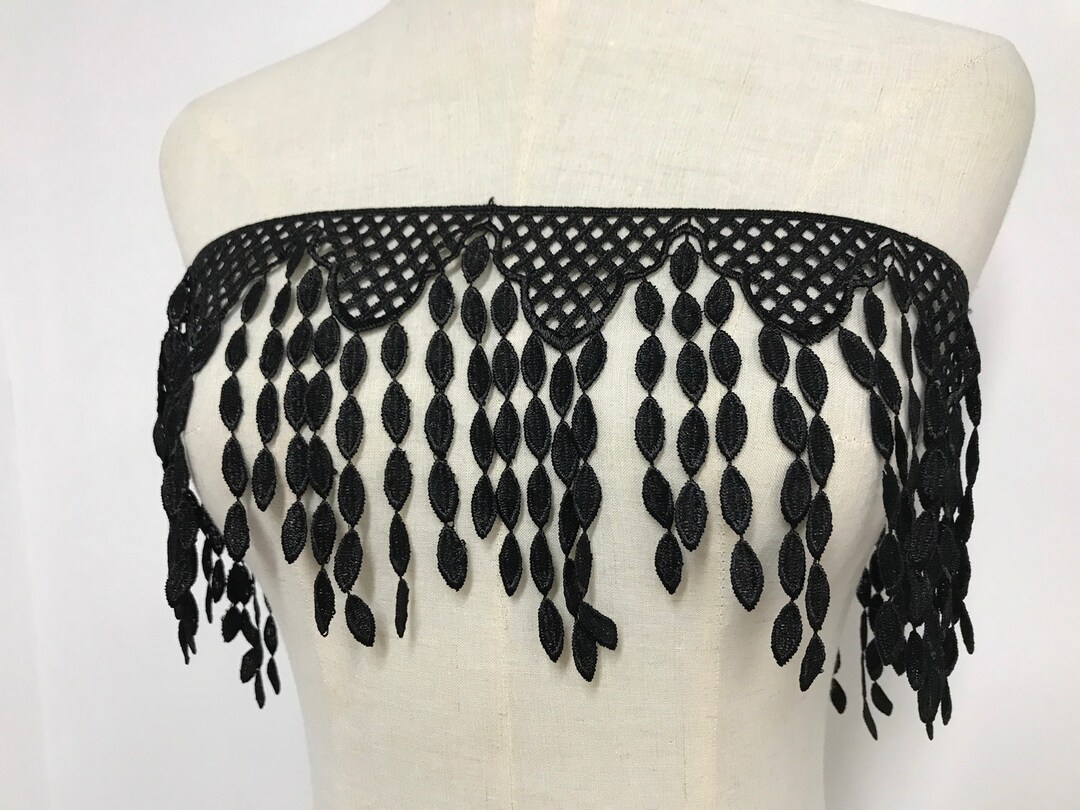 Black Tassels Fringe Lace Trim for Dresses, Burlesque, Millinery ...