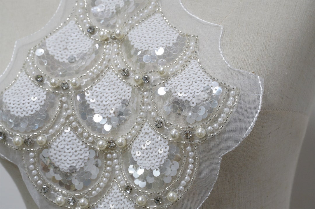 Beaded Applique, Shell Motifs, Pearls Sequins Sewing Applique for Hats ...