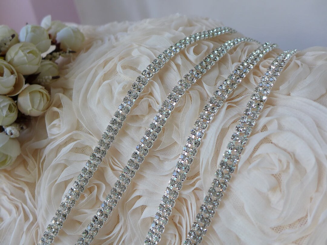 6MM Rhinestone Chain, 2 Row Rhinestone Trim, Bridal Bouquet, Wedding ...