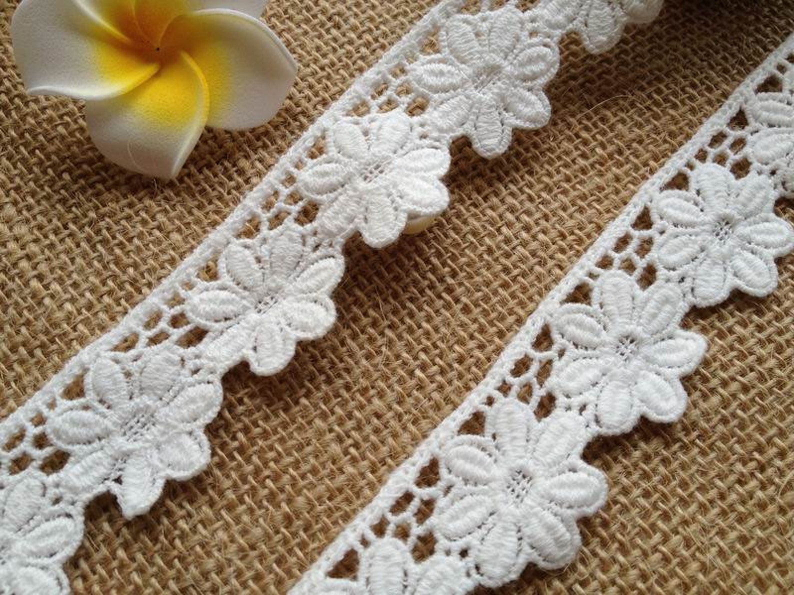 2 Yards Cotton Lace White Lace Trim Lovely Daisy Lace Trim for - Etsy