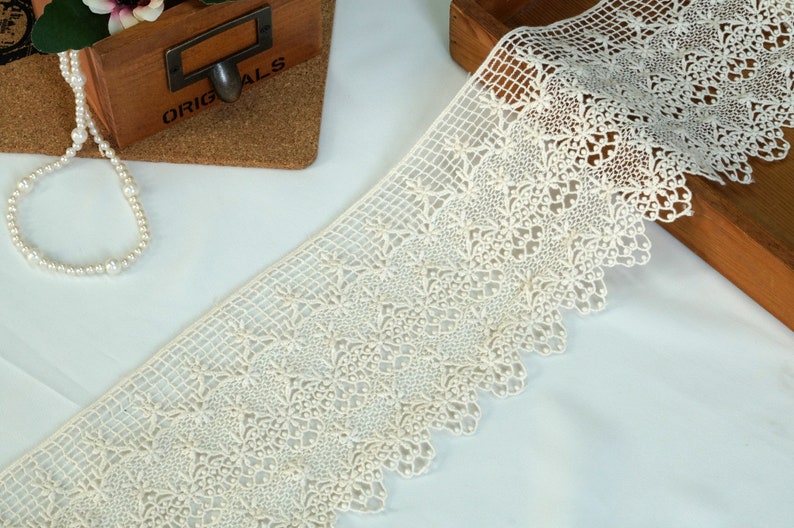 Cotton Trim Crochet Style Lace Trim Beige Cotton Scalloped | Etsy