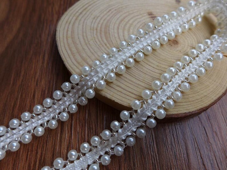 Pearls Beaded Trim Chain for Bridal Dress, Headbands, Barefoot Sandals ...