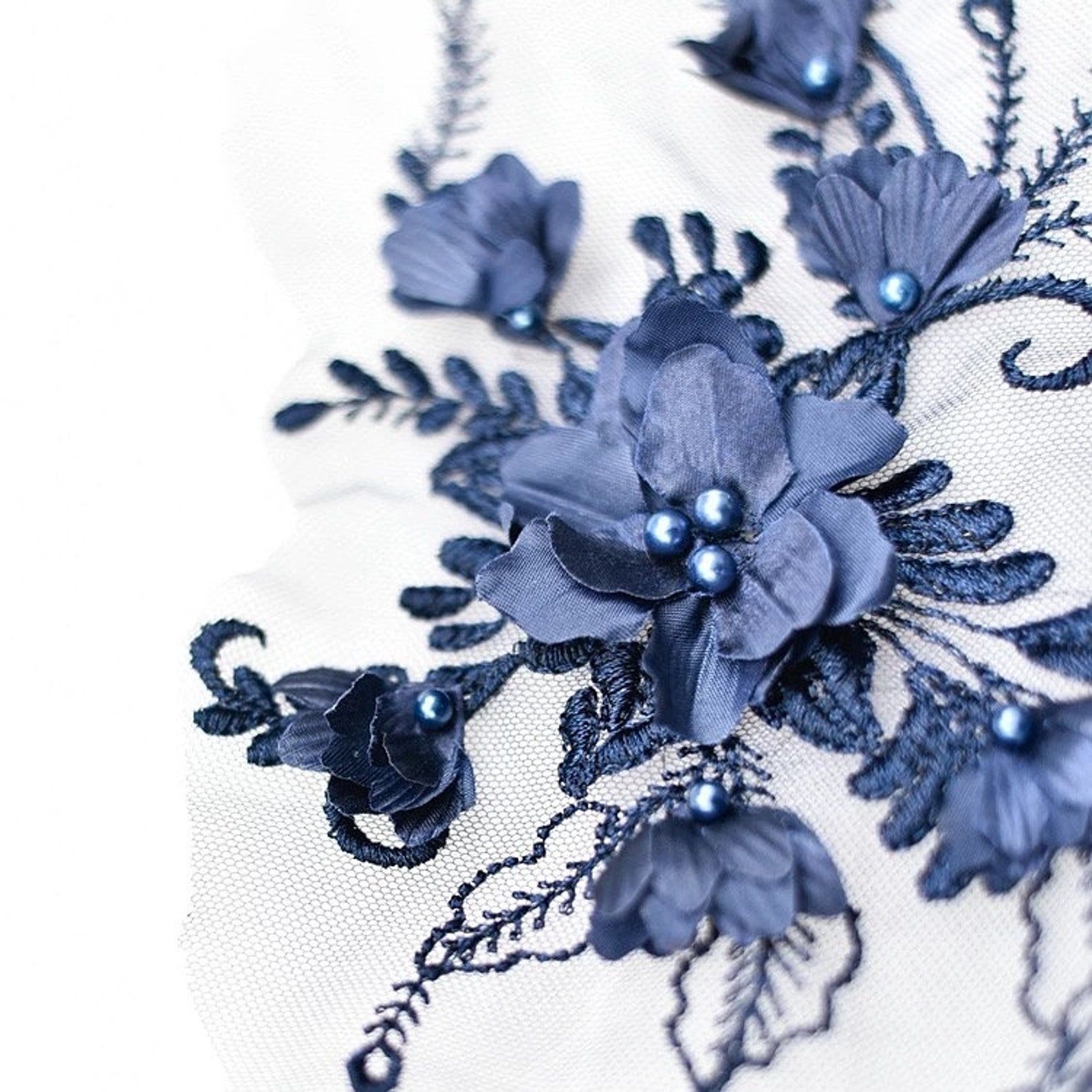 Lace Applique Bridal Applique Trim 3d Flower Beaded Lace - Etsy