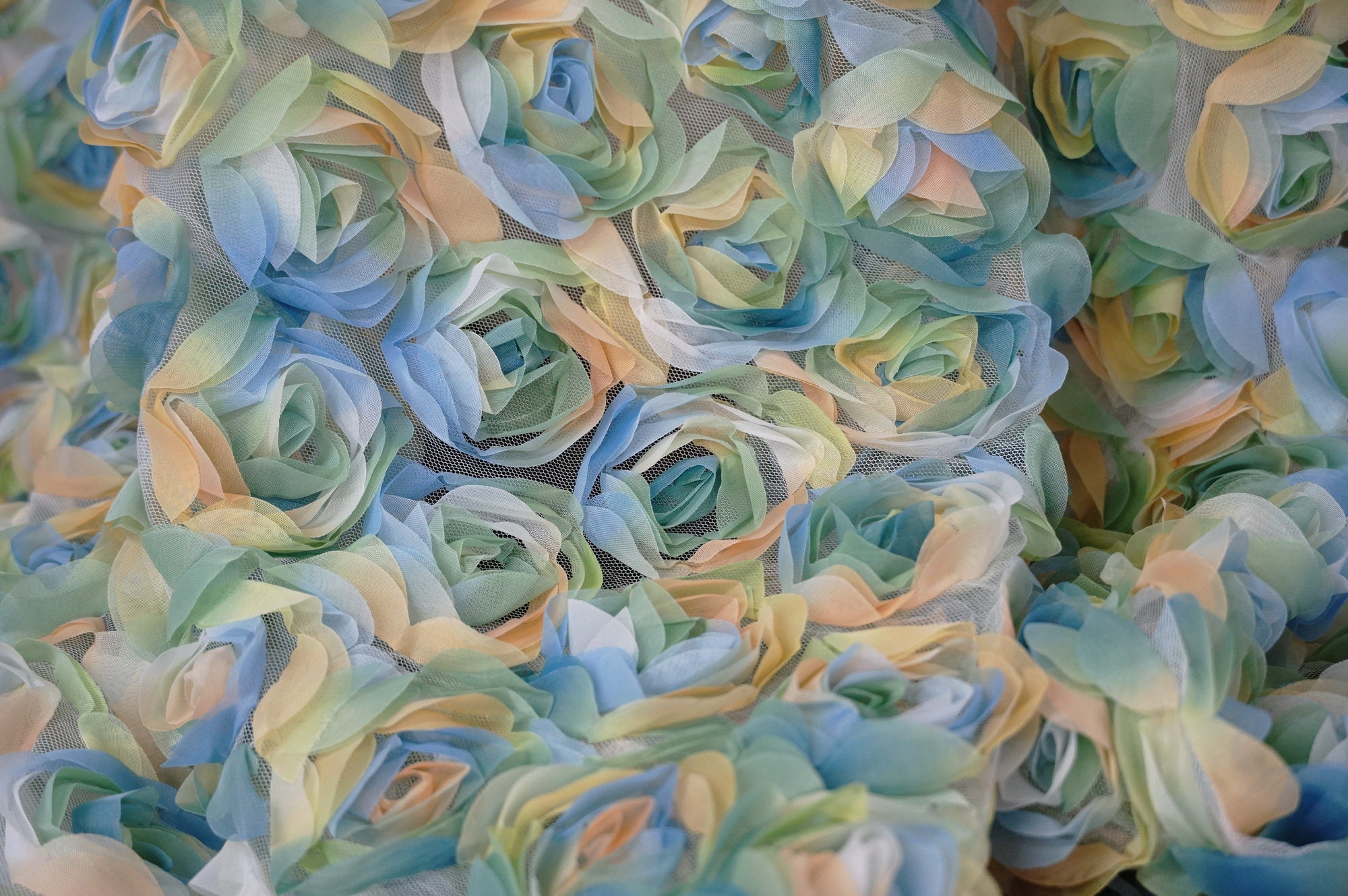 Gorgeous 3D Chiffon Roses Colorful Flower Embroidery Wedding | Etsy