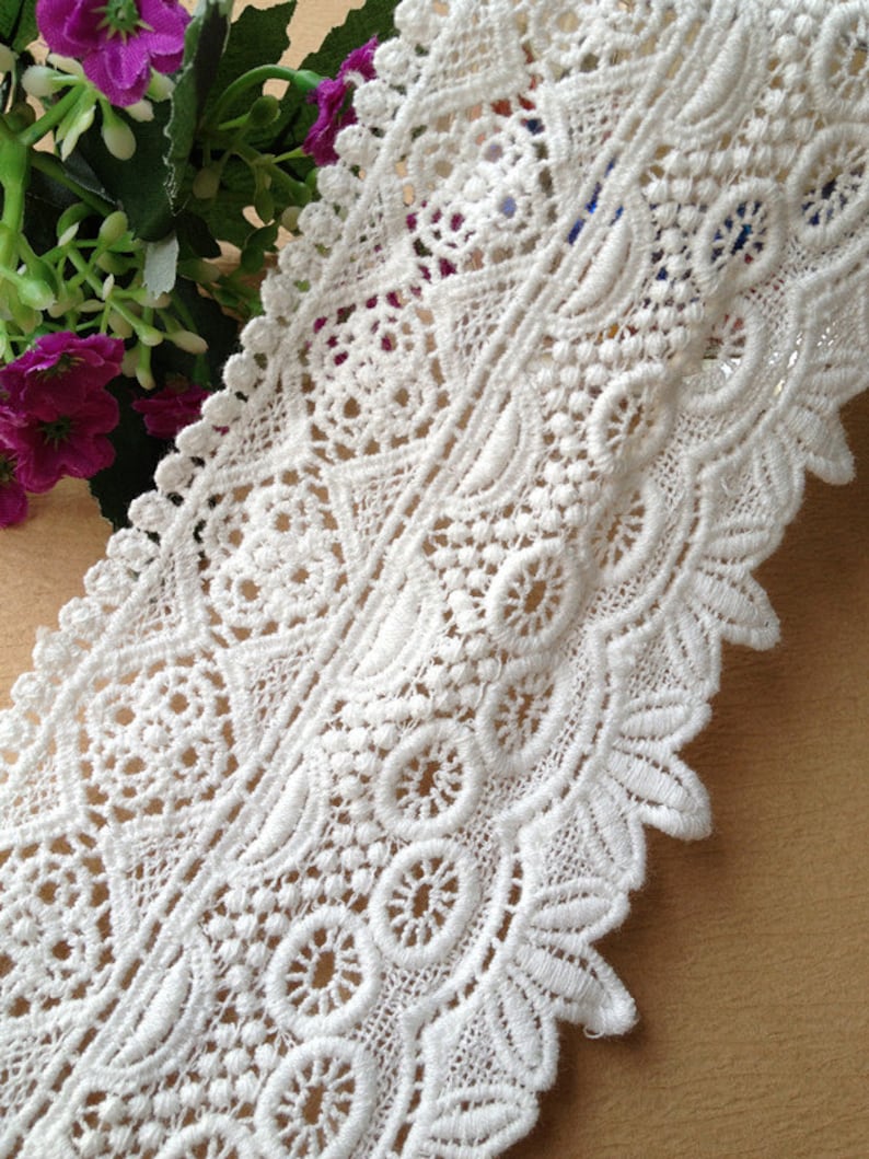 2 Yards White Lace Trim Cotton Venice Lace Retro Lace Trim | Etsy