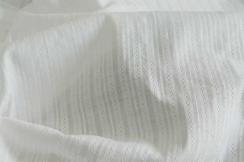 Off White Cotton Fabric, Geometric Patterns Fabric, Cotton Eyelet ...