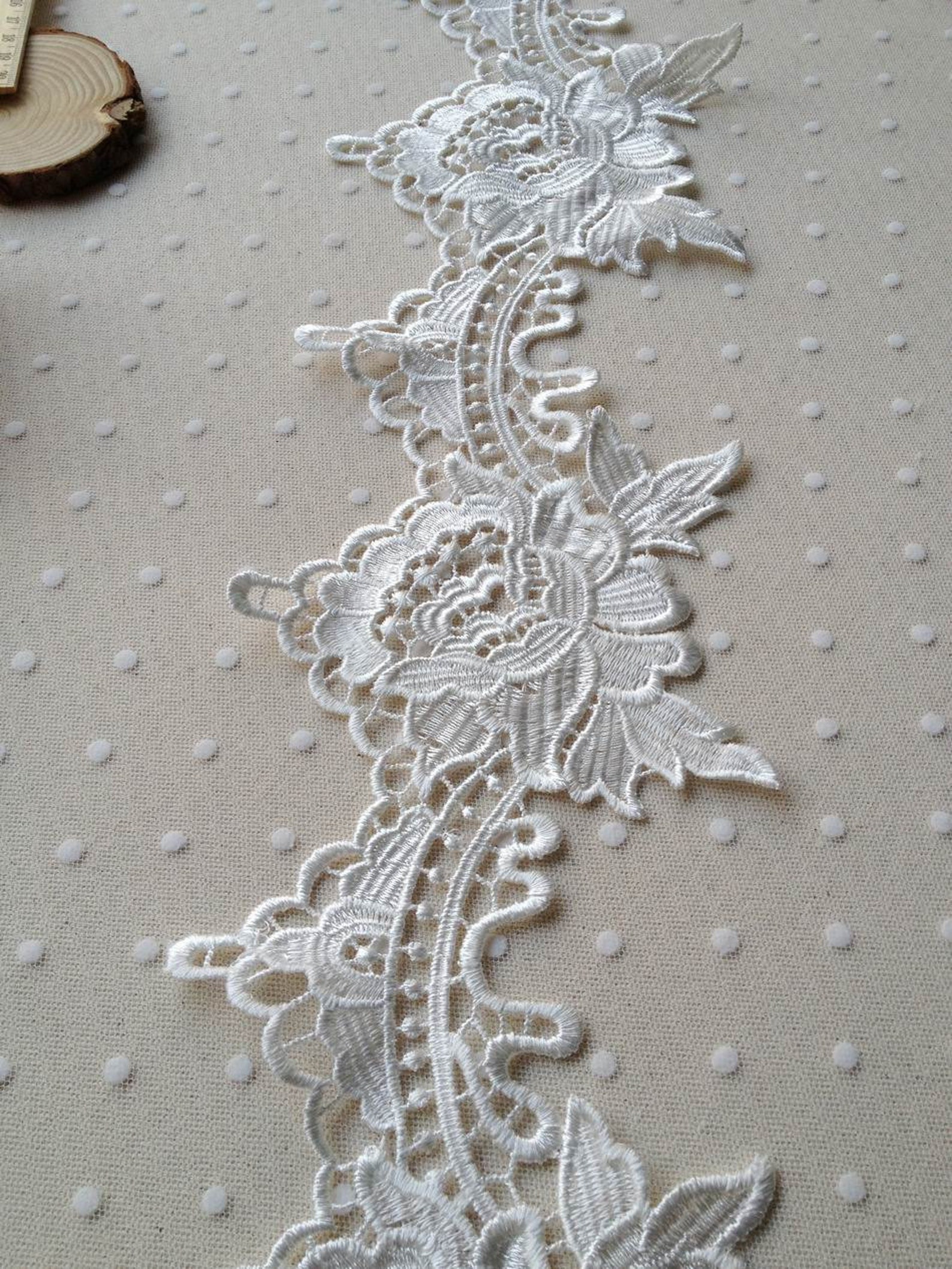 White Venice Rose Lace Trim Wedding Dress Lace Trim Bridal - Etsy