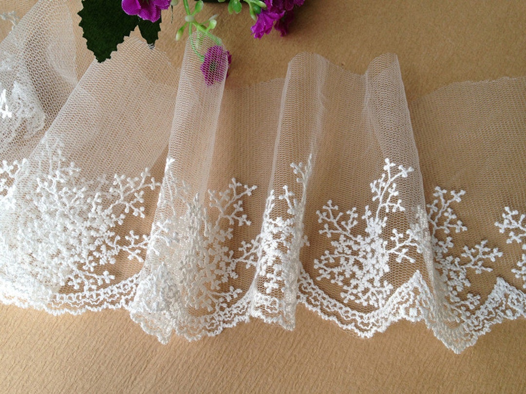 White Embroidery Lace, Snowflake Trim, Bridal Lace, Wedding Lace Trim ...